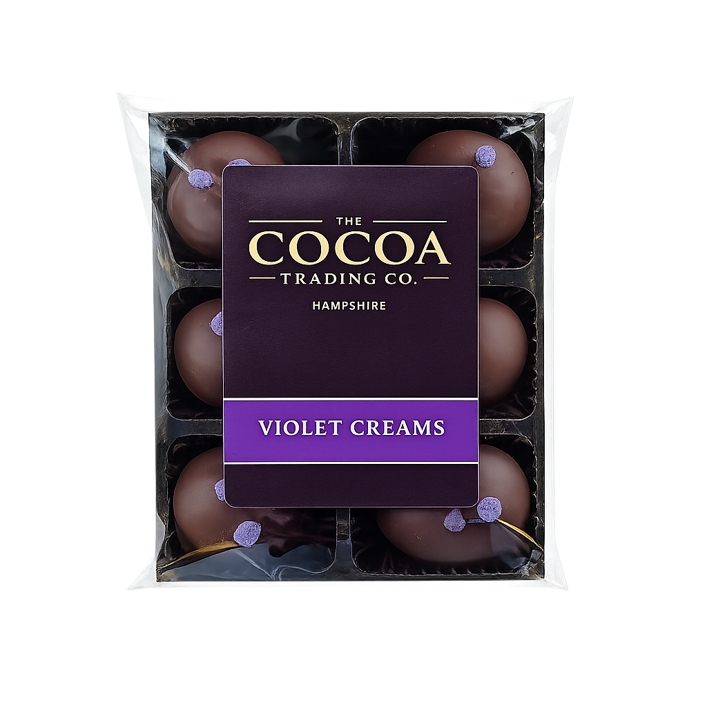 Dark chocolate violet creams – Cocoa Trading Company